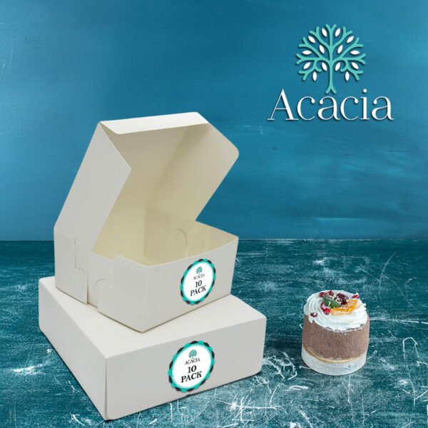 White Recyclable Folding Cake Boxes - Plain 6x6": Pack of 25 - Acacia